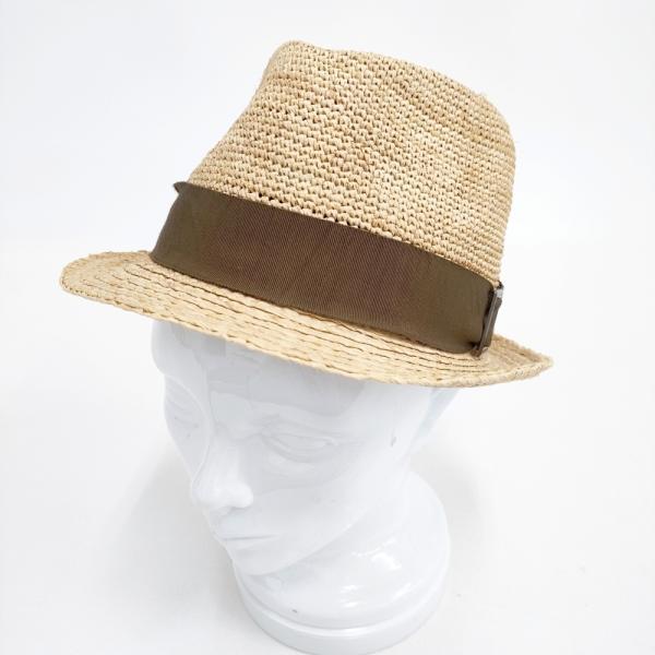 L278917-98008-39    roubou ロウボウ 襟立製帽所 日本製 ラフィア 帽子 ハット ベージュ ブラウン 6-0216M 278917【参考ランク】A-B【全体の印象】使用感が見受けられますが、使用する上で支障となるよ...