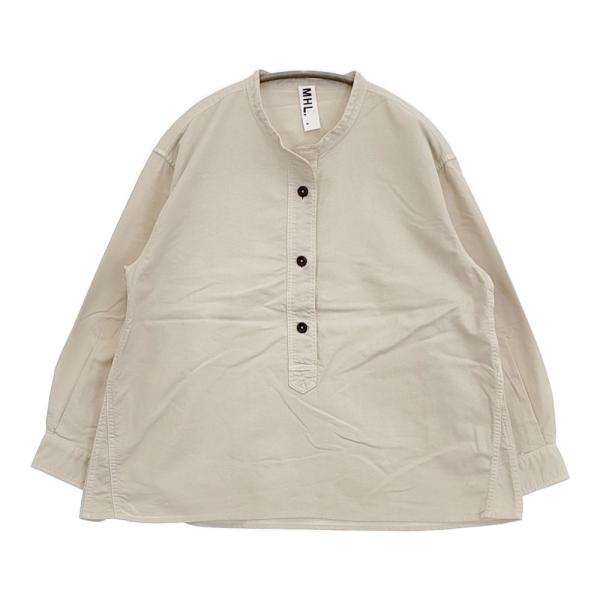 L279054-919508-59    MHL. SOFT HOPSACK SHIRT 595-2253510 定価26400円 サイズ2 プルオーバー 長袖シャツ 22AW ベージュ エムエイチエル 6-0225M 279054【参考ラ...