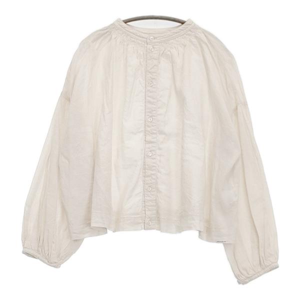 L281668-950708-109    nest Robe UpcycleLino 近江晒天然染め ギャザーショートブラウス 01231-1018 ブラウス シャツ キナリ ネストローブ 6-0326M 281668【参考ランク】A【全...