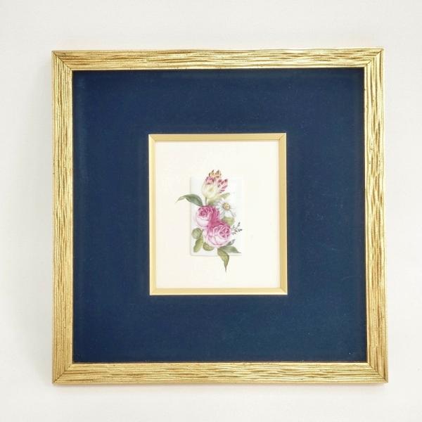 L283959-929908-159    HEREND 花 陶板画 額装 HEREND インテリアその他 ホワイト ピンク ヘレンド 6-0413G 283959【参考ランク】A-B【全体の印象】やや使用感はありますが、全体的な印象として...