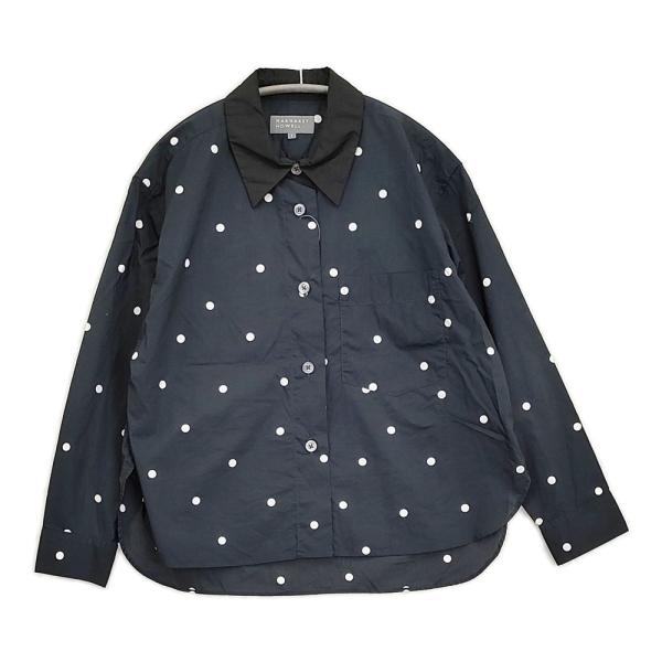 L285121-954008-149    MARGARET HOWELL SHEER COTTON POPLIN サイズ1 578-5153004 ドット 長袖シャツ 25SS Dネイビー マーガレットハウエル 6-0428M 28512...