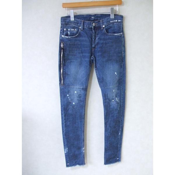 MF89844-191500814-69    MR.COMPLETELY Trafford Jeans ダメージ加工ペイントデニムパンツ サイズ28 ブルー ミスターコンプリートリー 2-1017G F89844【参考ランク】A-B【全体...