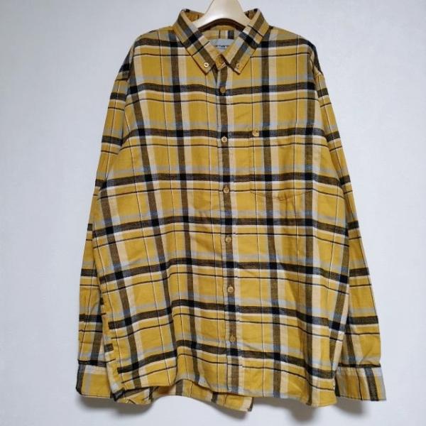MF96800-192100814-69    Carhartt L/S Swenson Shirt ボタンダウンチェック ネル 長袖シャツ イエロー カーハート 4-1225T F96800【参考ランク】A-B【全体の印象】やや使用感はあ...