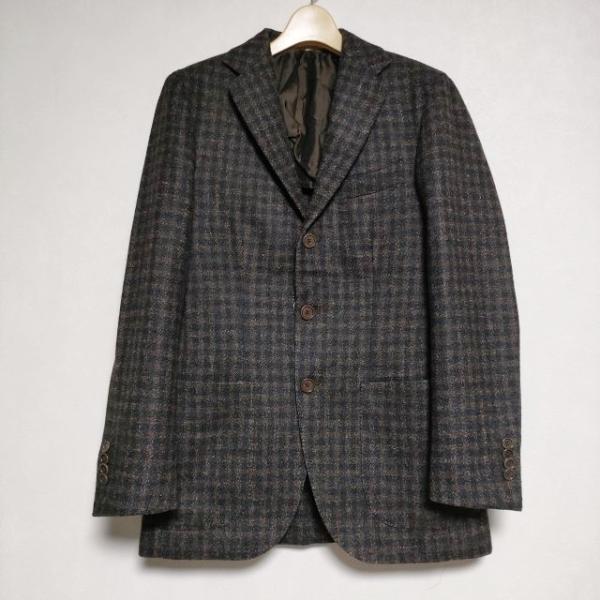 MF97431-19806082-249    De Petrillo イタリア製 ウール 柄 シルク混  テーラードジャケット ブラウン デペトリロ 4-1028T F97431【参考ランク】B-C【全体の印象】使用感・ダメージがあります...