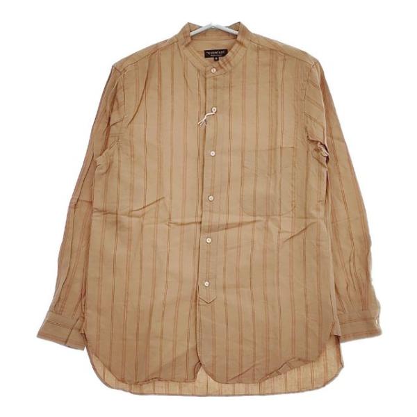 MF97870-191200814-69    A VONTADE 新品 Banded Collar Shirts 定価20900円 VTD-0312-SH ストライプ長袖シャツ ベージュ アボンタージ 5-0426M F97870【参考ラ...