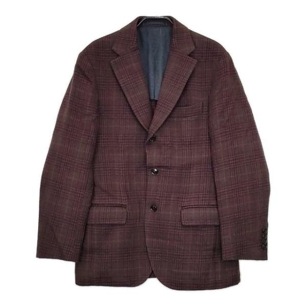 MF99130-920008-79    Massimo Piombo ウール 3B チェック イタリア製 テーラードジャケット ワインレッド マッシモピオンボ 5-0927T F99130【参考ランク】B【全体の印象】使用感が見受けられま...
