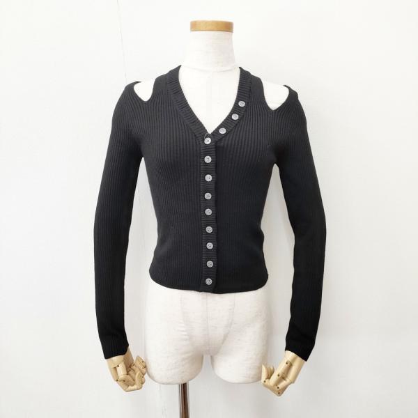 LF99805-96008-39    fano studios ファノ ストゥディオス オープンショルダー リブニット サイズS カーディガン ブラック 5-1006T F99805【参考ランク】A-B【全体の印象】やや使用感はありますが...