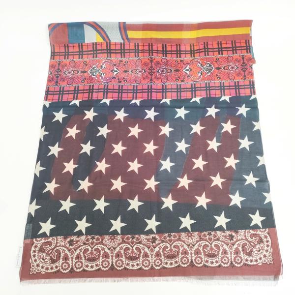 MF99832-918008-69    Pierre-Louis Mascia イタリア製 コットンシルク パッチワーク柄 バンダナ柄 ストール ネイビー 多色 ピエールルイマシア 5-0621M F99832【参考ランク】A-B【全体の...