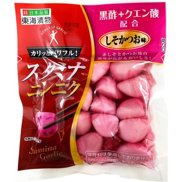 商品の説明おつまみ・ご飯のおともに最適の、にんにくしそかつお漬です。赤しそとかつお節のさわやかな風味が広がり、食欲をそそります。身体の中でエネルギーを作り出す有機酸として柑橘類に多く含まれるクエン酸(100gあたり360mg配合)と、うま味...