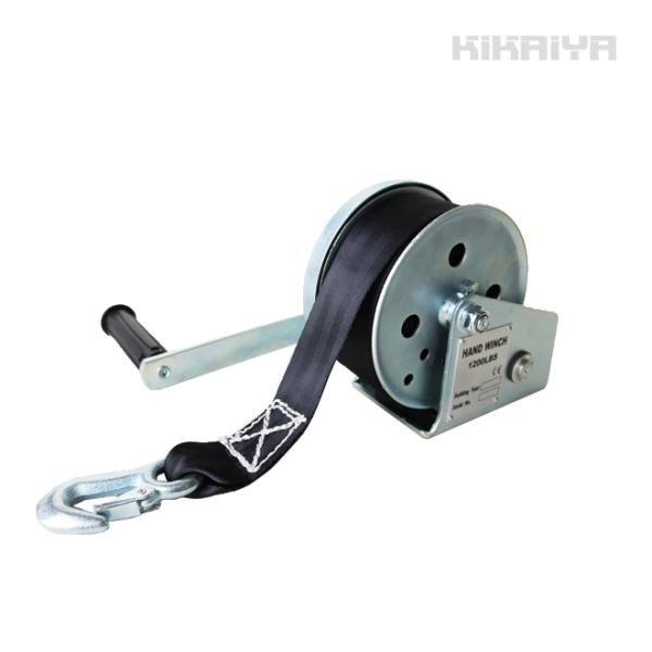 【仕様・状態】■本体重量:4.4kg■材質:スチール（亜鉛メッキ仕上げ）、ナイロン■ナイロンベルト:幅 48mm（厚み 1.2mm）／8M■ハンドル厚み:約6.0mm■最大吊り上げ能力:270kg■最大横引き能力:545kg■巻き上げ量:約...