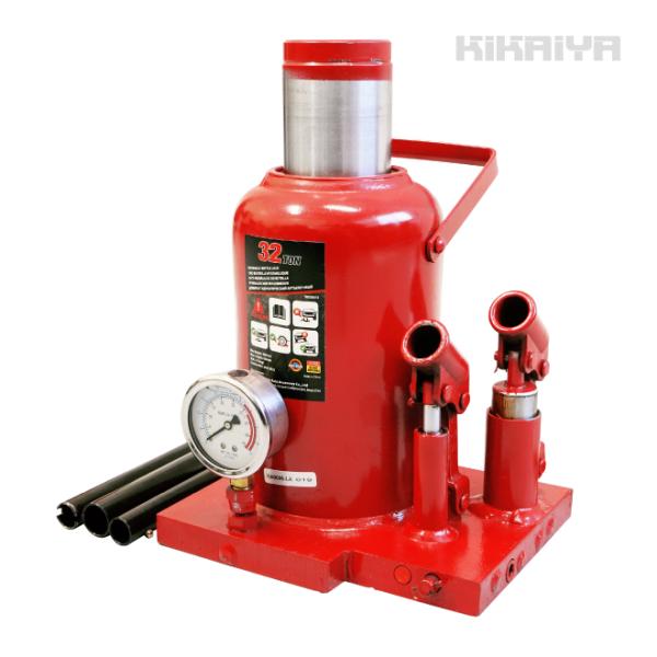 【仕様・状態】■本体重量:19.5kg（ハンドル含む 20kg）■能力:32トン■ストローク:160mm（高さ 260〜420mm）倍速ポンプ1ストローク/約3mm■梱包箱サイズ:290×240×225mm（梱包重量21kg）※横倒しでの使...