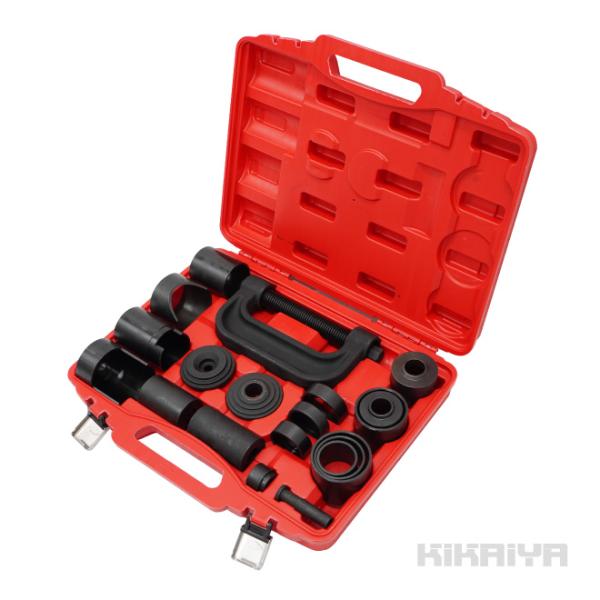 ●圧入タイプのボールジョイント、トラックのアンカーピン、2WDや4WDの プロペラシャフトのU-ジョイントピンなどを車上で行えるプレスツールです●どんな車両でも各部品に合うアタッチメントを選ぶことができます●コントロールアームを車体から取り...
