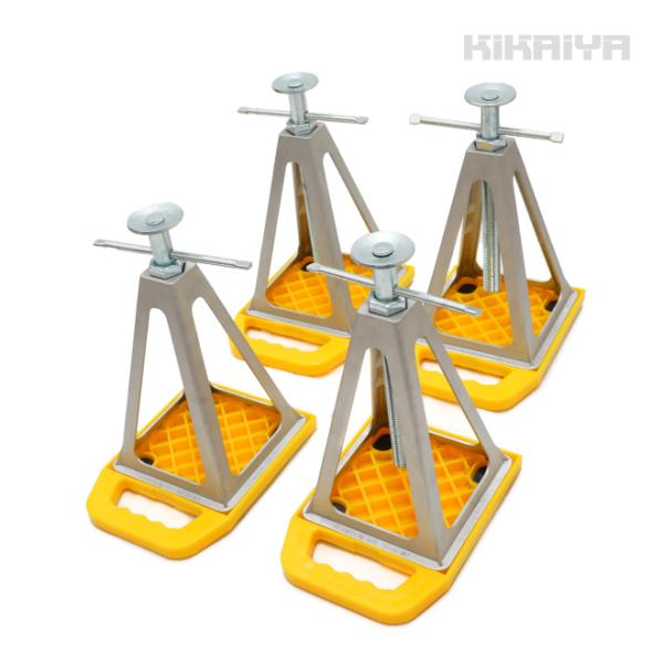 ●アルミジャッキスタンドと沈み込み防止パッドの4台セット●キャンピングカーやRV車などで車中泊する際の、車体の安定化に●タイヤ交換やオイル交換などのメンテナンス時の安全確保に●トレーラーハウスの設置や建設時のサポートなど、幅広く使えるジャッ...