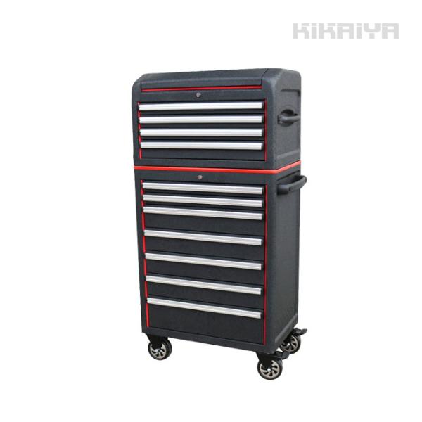 ●ガレージでの活躍はもちろん、インテリアの一部としてお部屋にもマッチします●引き出しの飛び出し防止は両サイド爪掛け仕様なので、確実かつ使い易いです●キーにより全段ロック可能です（※鍵は共通ではありません）●チェストの最上部トップパネルはガス...