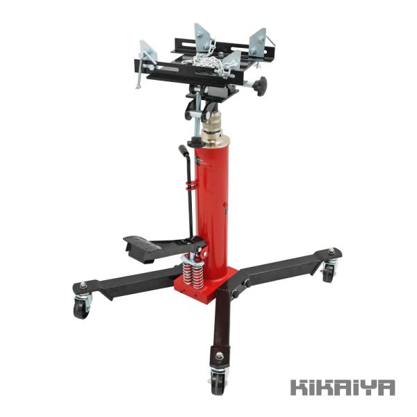 ●受台のハンドルを回す事で受台角度や位置を自由に変化させ、最適な角度でミッションを支える事が出来ます●受台のサポートバーも位置や角度が変えられます●油圧シリンダーは2段式とする事で920mmのロングストロークを可能とし、車両を最大リフトアッ...