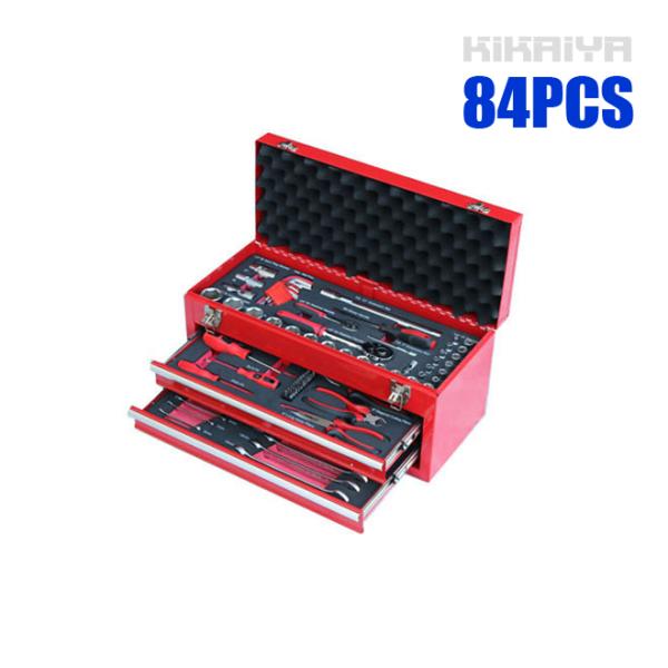 ●DIYから自動車のメンテまで！ 幅広く使える工具のセットです●整備や出張作業、家庭常備など様々な作業にもお使いいただけます●折りたためる取っ手がついており持ち運びにも便利です●KIKAIYAロゴステッカー付き☆沖縄は別途送料1,000円を...