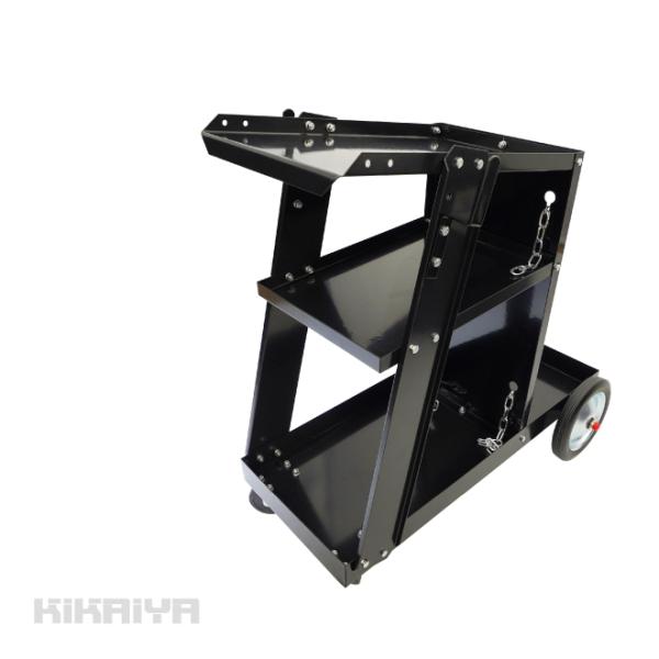 ●溶接機専用の移動台です●溶接機やボンベ、その他小物を収納して移動できます●3段トレー付きの便利なカートです●キャスター付きで移動も楽々行えます●ボンベ固定用のチェーンは長さの調節・取り外しが可能です●ホースやケーブルなどをひっかける事がで...