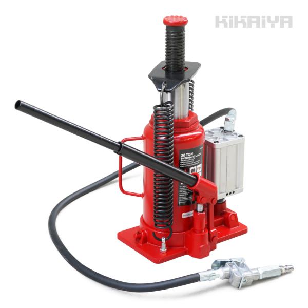 【仕様・状態】■本体重量:16.3kg（ハンドル含む16.7kg）■能力:20トン■受け金高さ:最低位 265mm〜最高位510mmストローク165mm+調整ネジ80mm■使用エアー圧力:0.68-1.20Mpa（100-175PSI） 1...