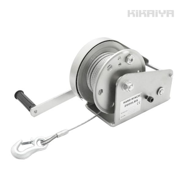 【仕様・状態】■本体重量:11.7kg■材質:スチール（亜鉛メッキ仕上げ）■ワイヤー:直径 5mm／15M■最大横引き能力:1180kg（2600LB）■最大吊り上げ能力:360kg■巻き上げ量:約40mm（ハンドル1回転あたり）■ギアレシ...