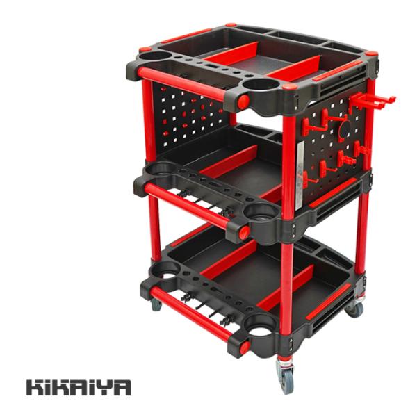 【仕様・状態】■重量：9.1kg■材質：ポリプロピレン(PP)製アルミ製（支柱部分）■キャスター：Φ75×21mm自在キャスター×2、ストッパー付き自在キャスター×2■耐荷重：1段につき約20kg■梱包箱サイズ：580×530×240mm（...