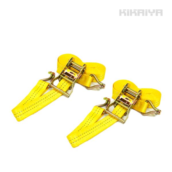 【仕様・状態】■本体重量:約1.0kg（1本）■ベルトサイズ:幅 35mm×長さ 5.0m（固定側0.5m+巻取側4.5m）■耐荷重:1000kg（1本）■内容量:2本■ベルト材質:ポリエステル 100%■梱包箱サイズ：200x260x12...