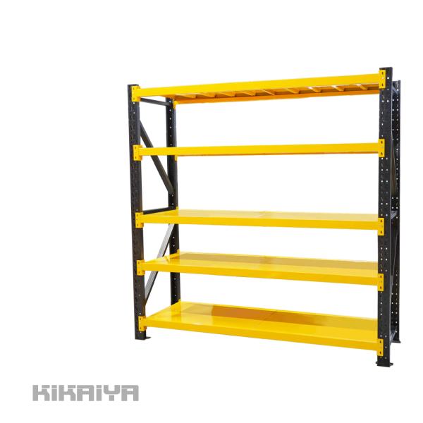 【仕様・状態】■本体重量:73.4kg■組立サイズ:幅200×奥行60×高さ200cm■耐荷重:全体 1750kg／各棚 均等350kg■鉄板厚:0.6mm■固定穴:Φ13mm■梱包サイズ:【5個口】棚：940×580×220mm（重量 約...