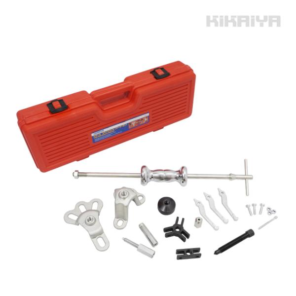 【仕様・状態】■重量:スライドハンマー本体／2.6kgセット一式／7.1kg ■使用可能PCD:114.3〜140／4・5・6穴兼用■セット内容:・スライドハンマー・アクスルプーラー（2種）・３本フック・フックヘッド2本爪・3本爪・グリップ...