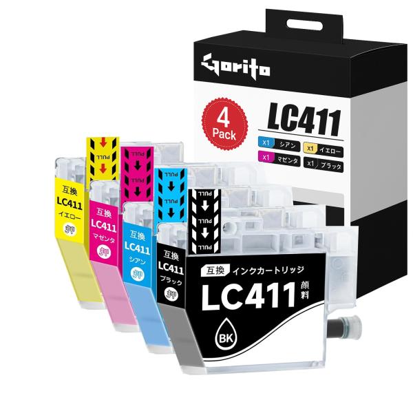 【パッケージ内容】 LC411 BK 顔料ブラック 1本 / LC411 C シアン 1本 / LC411 M マゼンタ 1本 / LC411 Y イエロー 1本 (計4個）【対応機種】Brother用 DCP-J928N-W/B DCP-...