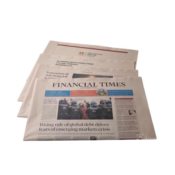 イギリスの英字新聞「Financial Times（フィナンシャル・タイムズ）」未使用紙の5枚セットです。ラッピング、梱包用の緩衝材、フリマ発送、撮影小物、クラフト制作など幅広くご利用いただけます。色はサーモンピンク（オレンジ寄りのピンク）...