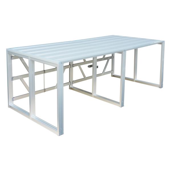 個人宅様への配送が不可の為、お届け先は屋号でお願いいたします。全日本代表チーム合宿地にて採用折りたたみヒンジ部もアルミ製で軽量丈夫です。折りたたみ可能で合宿等遠征地にも持ち運びができます。●サイズ：幅185.3cmx高70cmx奥90cm　...