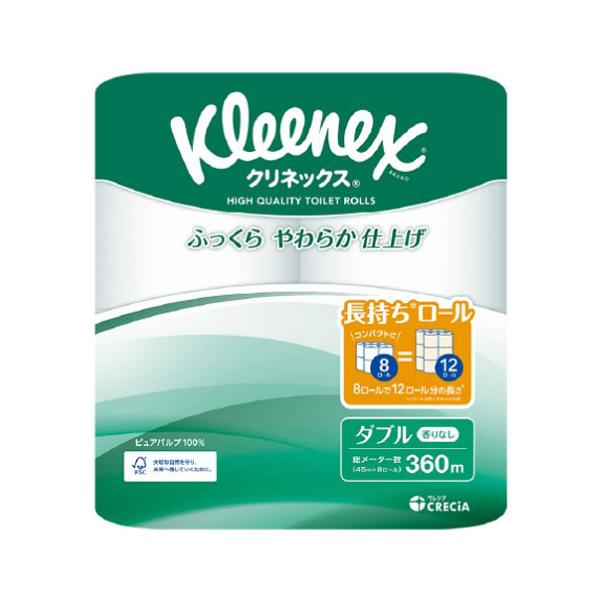 パルプの配合にこだわったなめらかな肌触り。購入単位：1パック配送種別：在庫品Yahoo 通販 4901750282745 1M9417 日本製紙クレシア クリネックス コンパクト ダブル 8ロール 114mm×45m 家庭紙 消耗品 日常品...