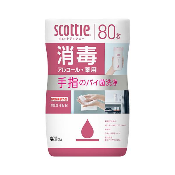 厚手でしっかりと拭けるウェットティシュー。購入単位：1個配送種別：在庫品Yahoo 通販 4901750771492 1M9588 日本製紙クレシア ウェットティシュー 消毒アルコール 本体 80枚 クレシア スコッティ ウェットティッシュ...