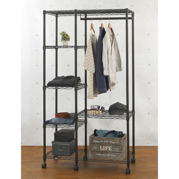 マットブラック×ハンマートーンカラーがお洒落なノワールシリーズ！購入単位：1台配送種別：直送品 代引不可 返品不可 配送日時指定不可Yahoo 通販 4550084127248 JD0726 ドウシシャ ルミナス ノワール ハンガーラック ...