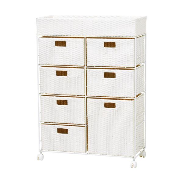 ラタン調のキャスター付き防水ランドリーラック。購入単位：1個配送種別：直送品 代引不可 返品不可 配送日時指定不可Yahoo 通販 4934257248211 JH0478 萩原 ランドリーラック RAN-2418WH RAN-2418 S...