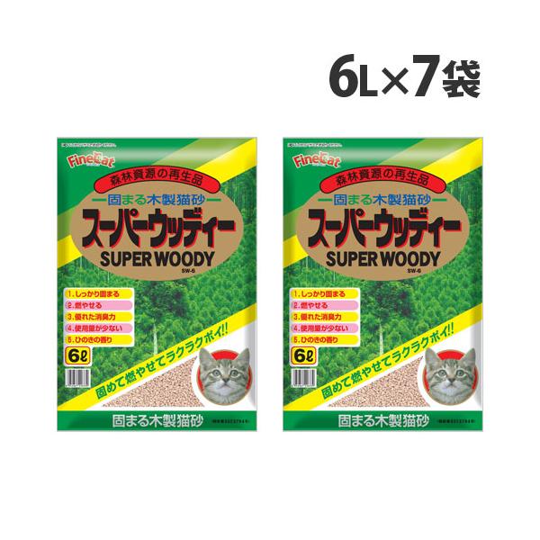 小粒が好きな猫ちゃん向けの猫砂。購入単位：1箱(7袋)配送種別：在庫品Yahoo 通販 4952667226339 PEC120 常陸化工 猫砂 スーパーウッディー 6L×7袋 SW-6 猫砂 ネコ砂 ねこ砂 トイレ トイレ用品 猫用 ネコ...