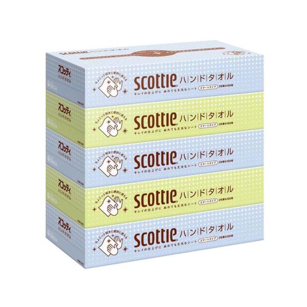 しっかり吸収！ゴワゴワしない肌ざわり。購入単位：1パック配送種別：在庫品Yahoo 通販 4901750377113 SK7488 日本製紙クレシア スコッティ キレイのハンドタオル 100組×5箱 日用品 生活 生活用品 生活雑貨 消耗品...