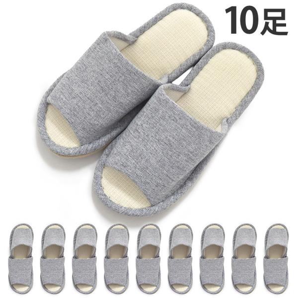 シンプルでどんな場所にも使いやすいスリッパ。購入単位：1セット(10足)配送種別：在庫品Yahoo 通販 4549014401220 SK8879 M＆M GRATES グラテス ぐらてす スリッパ 前あき グレー 10足 日用品 日用雑貨...