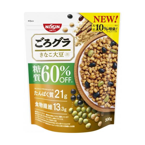 糖質は抑えながら、高プロテイン＆食物繊維&amp;鉄分&amp;カルシウム！購入単位：1個配送種別：在庫品Yahoo 通販 4901620161699 SY1122 日清シスコ ごろグラ 糖質60％オフ きなこ大豆 300g にっしんしすこ...