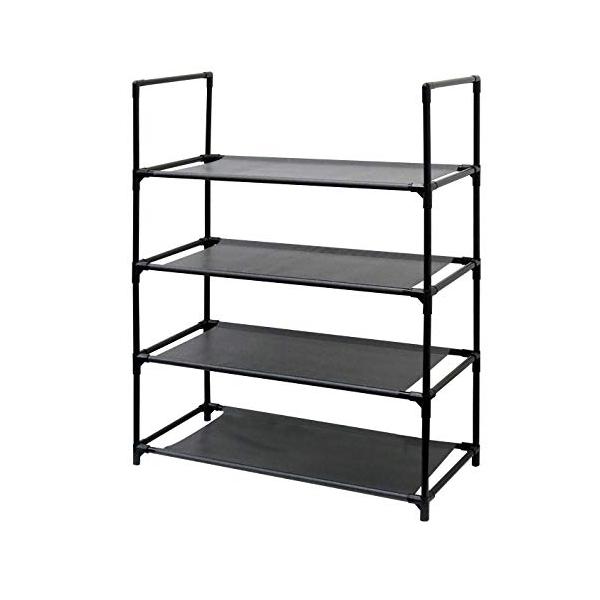 1)ラック 4段・ブラック 外寸:幅57cm×奥行28cm×高さ71.8cm ・・Style:1)ラック 4段・サイズ:約57×28×71.8cm・材質:スチール、ポリプロピレン、不織布 (PP(ポリプロピレン)コーティング)・原産国:中国...