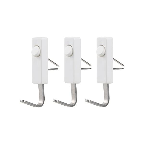 ダブルピンフックホワイト/3個入/H00406・Size:3個入Style:ダブルピンフック・パッケージ個数:1・【サイズ】10×35×H45mm・【荷重制限】2kg(静荷重静止状態での荷重)・【素材】●支持部:ABS樹脂 ●フック:ステン...