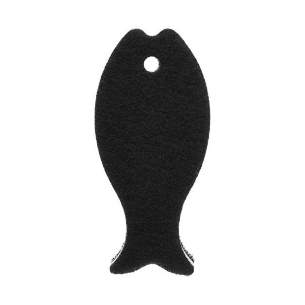 ブラック/約14.2x6.6x3.5cm/K180・PatternName:単品・パッケージ個数:1・【ハードタイプ】おさかな型スポンジのハードタイプです。研磨粒子入りの手ごわい焦げ付き 汚れに。・【泡立ちも】3層構造で泡立ちや水切れも良く...