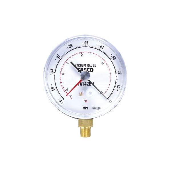 ・黒  TA142BH・圧力範囲:0~ー0.1MPa・外径:80φ・ゲージ取付ネジ径:1/8″NPT・水蒸発温度目盛付/置針付・検査合格証明書(ロット証明)付