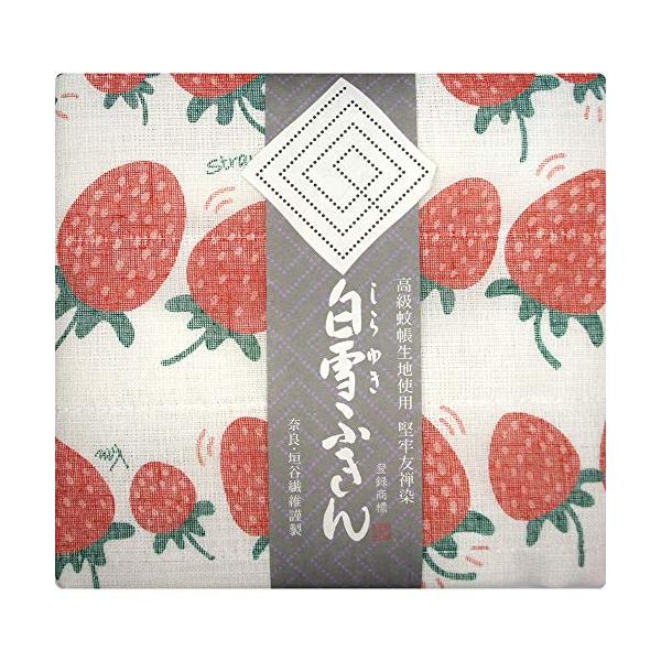 花柄いちご/約30×40cm/4984196400041・PatternName:いちご・パッケージ個数:1・サイズ：約30×40cm　重量：38g　生産国：日本・表面は美しい友禅染め、裏面は白い蚊帳生地を使用・しなやかな触感は、ふきんとし...