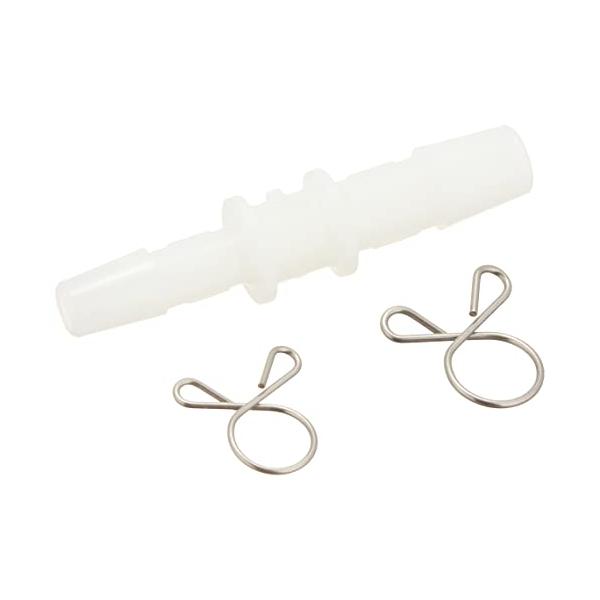 ・ホワイト 6-7mm→8mm 105-16102・サイズ:6-7mm→8mm・材質:ナイロン・内容数:1個・ガソリンタンクやキャブレターを交換した際に双方のホース内径が異なる場合に使用する変換ジョイントです。・クリップ付属