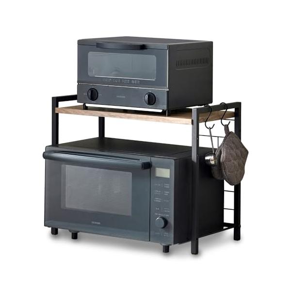 レンジ上ラックブラック×アッシュブラウン/幅50cm/RRN-532・Color:ブラック×アッシュブラウンSize:幅50cm・パッケージ個数:1・レンジ周りのスペースを有効活用場所を取らずに収納スペースを確保できるラックです。レンジ上を...