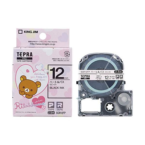 ・ハート&amp;バス(ピンク) 12mm SGR12FP・・Color:ハート&amp;バス(ピンク)Size:12mmPatternName:単品・長さ:2.5m・テープ幅:12mm・文字色:黒