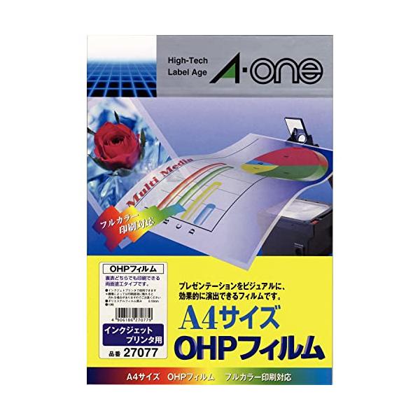 インクジェット用・透明 通常品(10枚) 27077・・Size:通常品(10枚)Style:インクジェット用・インクジェットプリンタ用・A4判 ノーカット/シートサイズ:A4判(210mm×297mm)/ラベルサイズ:210mm×297m...