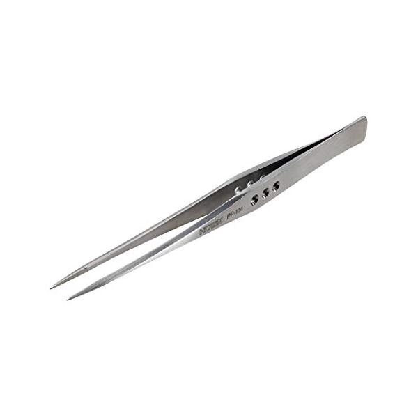 先端幅:0.5mm(ロングノーズ)・グレー 先端幅:0.5mm(ロングノーズ) PP-104・・Style:先端幅:0.5mm(ロングノーズ)・強くつかんでもしなりがなく、つかんだ感触がしっかりと手に伝わる強力型ピンセット。板厚2.5mmの...