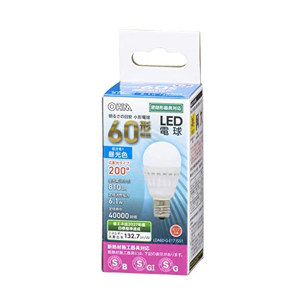 60W相当・昼光色 60W形 LDA6D-G-E17 IS51・・Color:昼光色Size:60W形Style:60W相当・【 特 長 】● 小形電球60形相当の明るさ● 約200°の広配光タイプ● 断熱材施工器具(SB・SGI・SG形表...