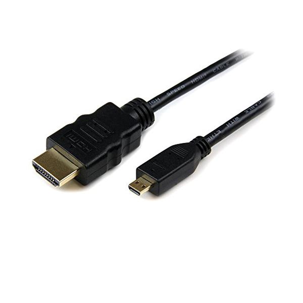 ・ブラック 2m HDADMM2M・・Size:2m・ハイスピード マイクロHDMI - HDMIケーブル： イーサネット対応HDMI 1.4bアダプタケーブル（2m）。4Kビデオを（3840x2160p 24/25/30Hz | 4096...